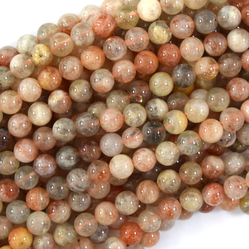 Natural Gold Orange Arusha Sunstone Round Beads 15" Strand 6mm 8mm 10mm ...