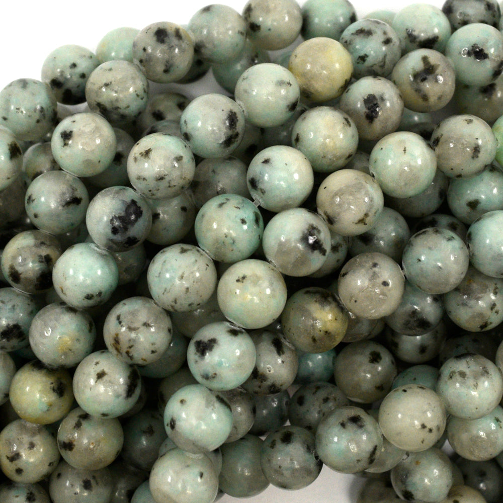 Natural Blue Kiwi Jasper Round Beads 15" sesame jasper 4mm 6mm 8mm 10m ...