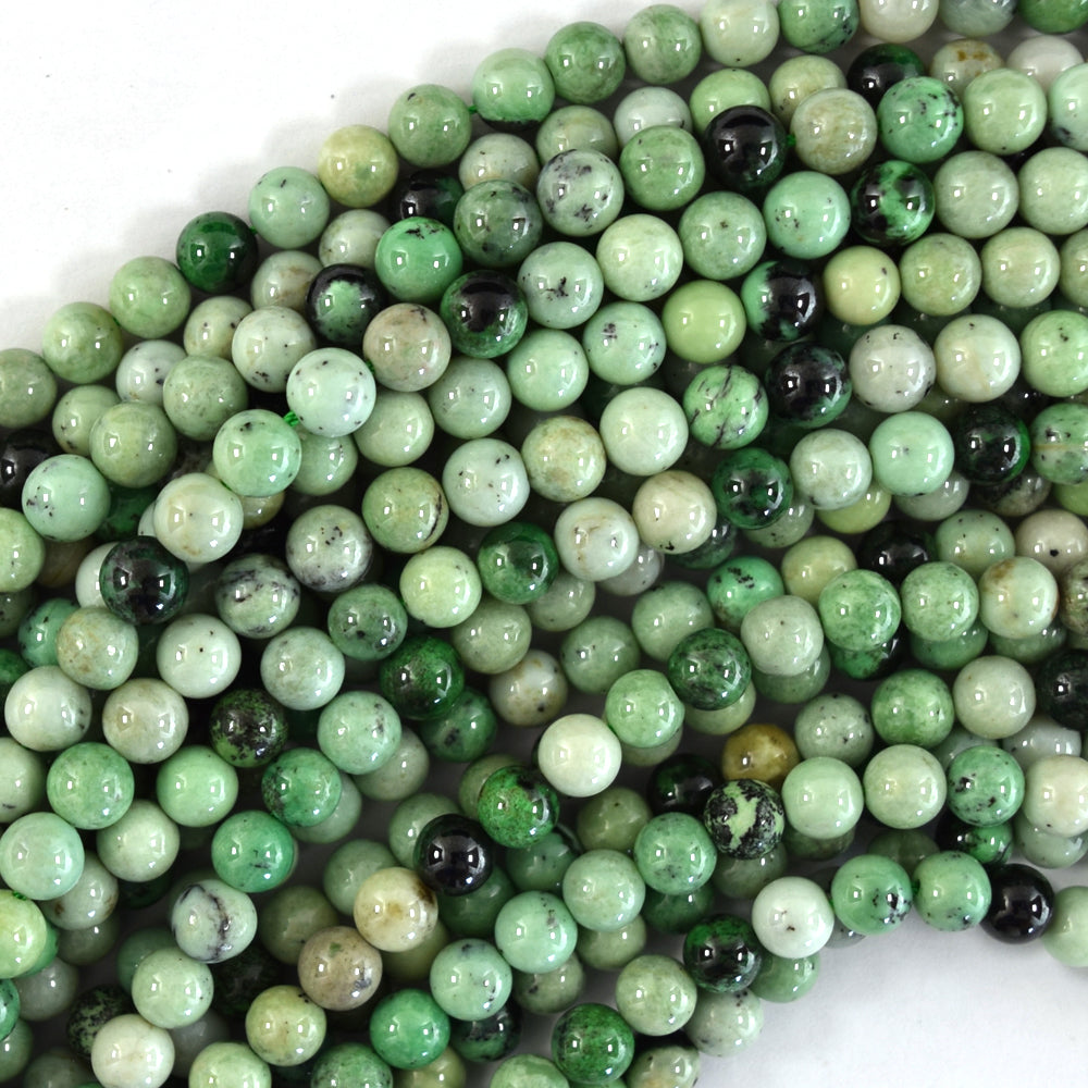 AA Natural Green Hydrogrossular Garnet Round Beads 15" Strand 6mm 8mm ...
